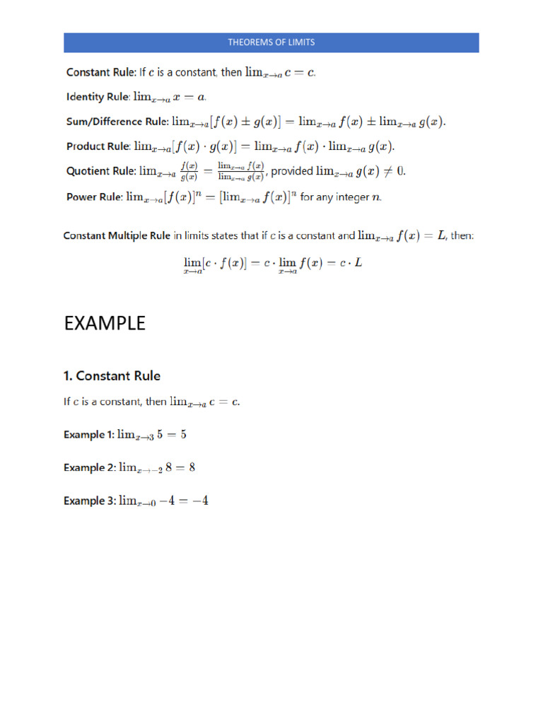 Theorems of Limits | PDF