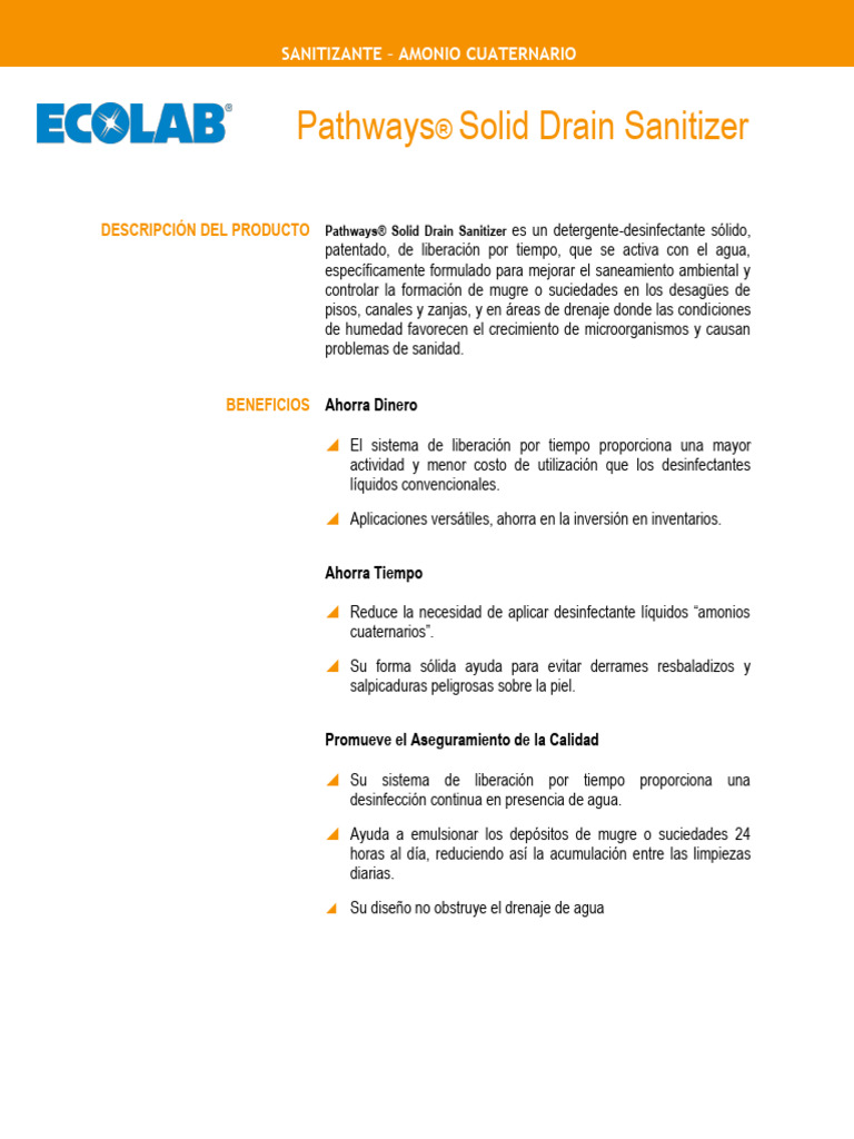 FT - Pathways Solid Drain Sanitizer | PDF | Agua