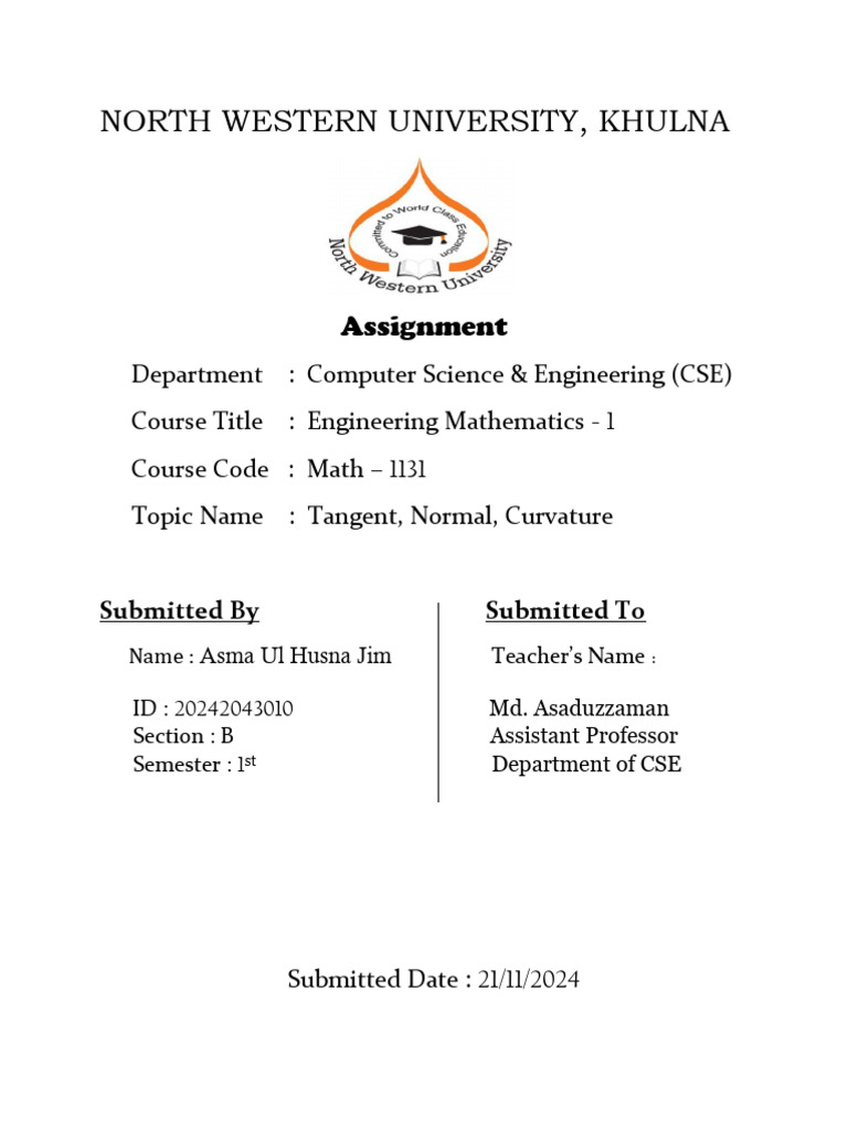 Math Cover Page | PDF