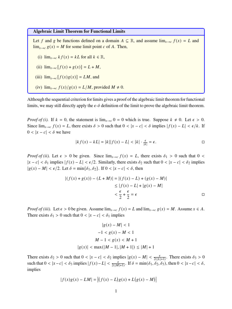 Algebraic, Limit and Function | PDF | Theorem | Mathematical Proof