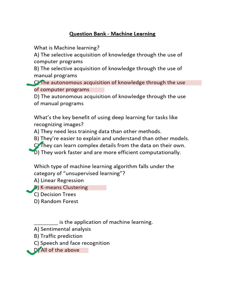 Question Bank - Machine Learning | PDF | Machine Learning | Artificial ...