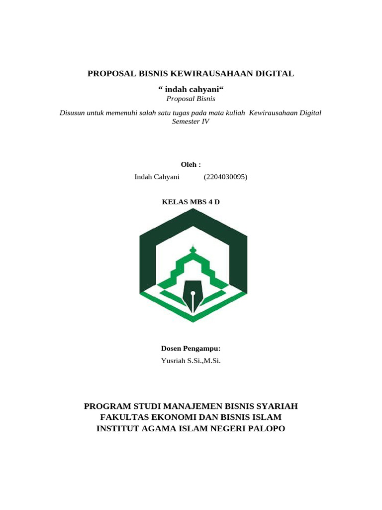 Proposal Bisnis Kewirausahaan Digital | PDF