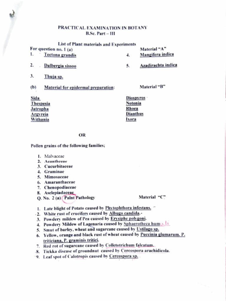 List of Plant Materials | PDF