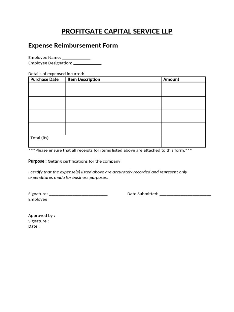 Reimbursement Form | PDF