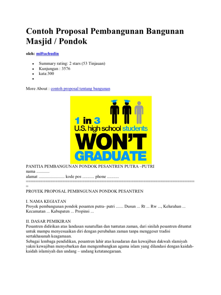 Contoh Proposal Pembangunan Bangunan Masjid | PDF