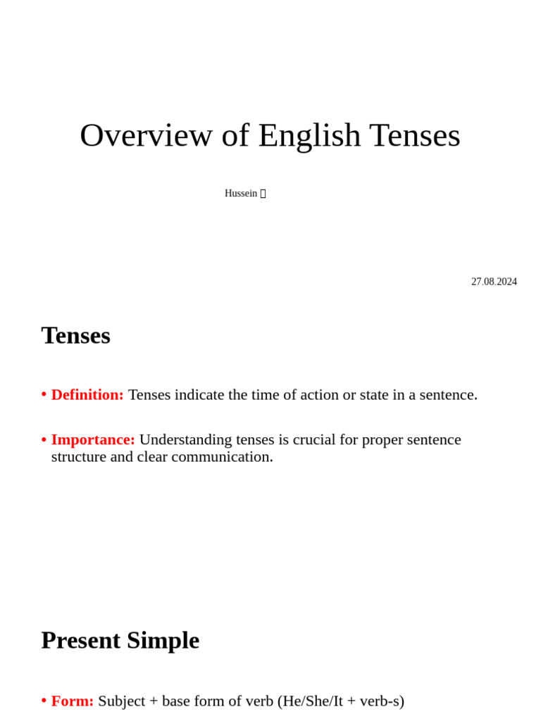 English Tenses Explained: Usage & Forms | PDF
