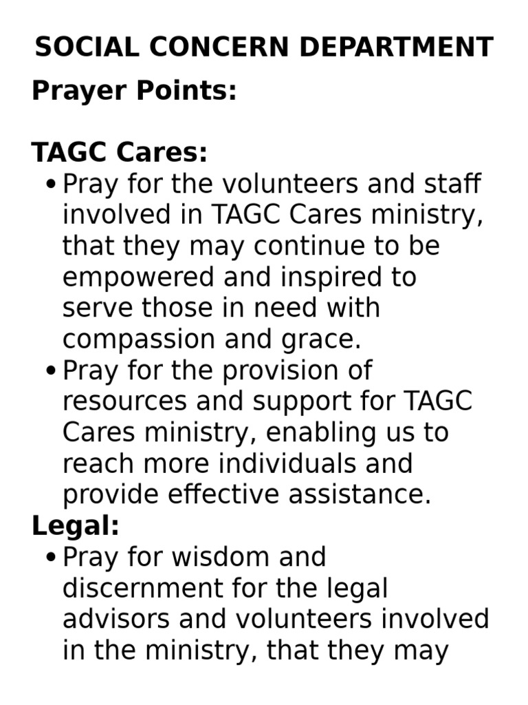 Prayer Points for Community Support Ministries | PDF