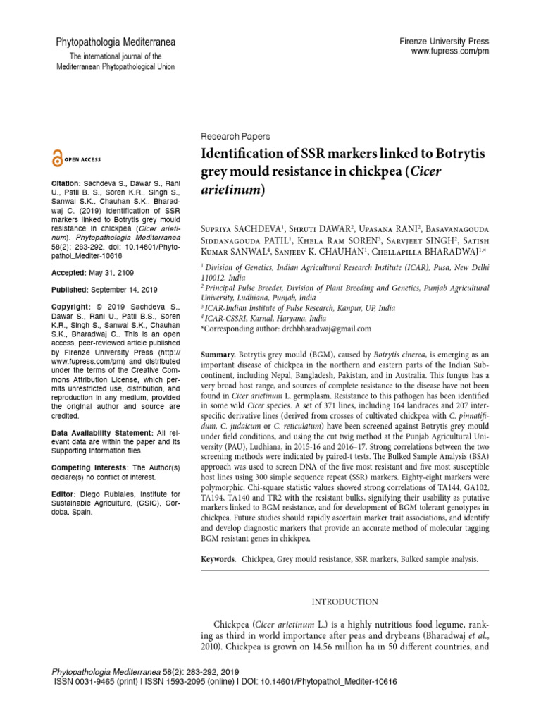 Identification of SSR Markers Linked To Botrytis | PDF | Polymerase Chain Reaction | Agarose Gel ...