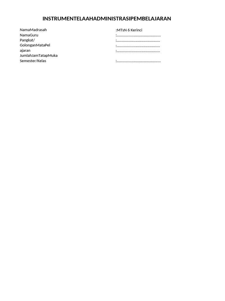 Instrumen Supervisi Akademik-Kurmer - MTSN 6 Kerinci | PDF