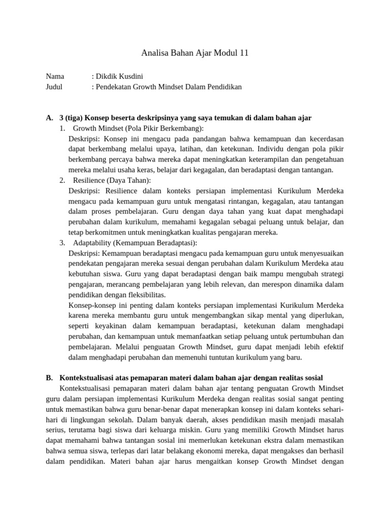 Analisis Bahan Ajar Modul 11 | PDF