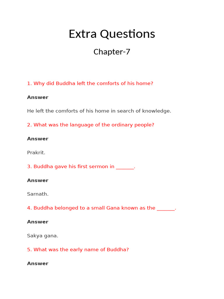 Extra Questions | PDF