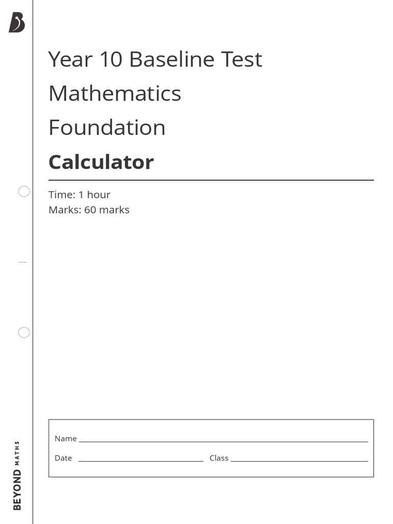 Year 10 Baseline Test Maths Foundation Calculator | PDF | Mathematics