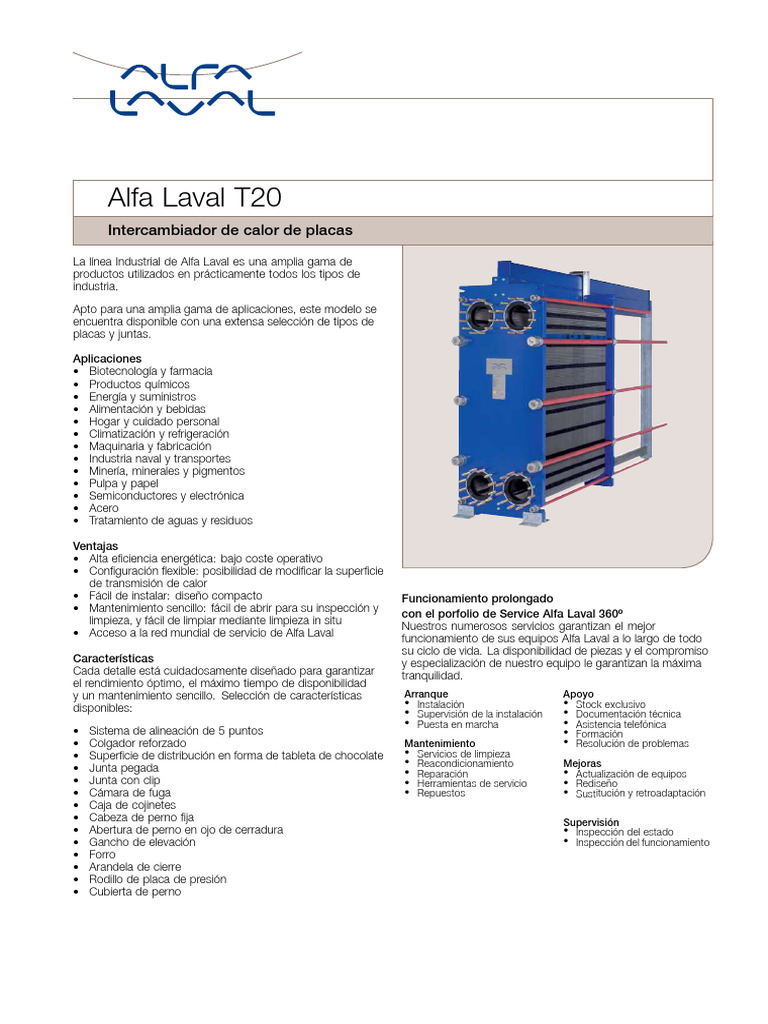 Intercambiador de Placas Alfa Laval T20 | PDF | Intercambiador de calor | Materiales