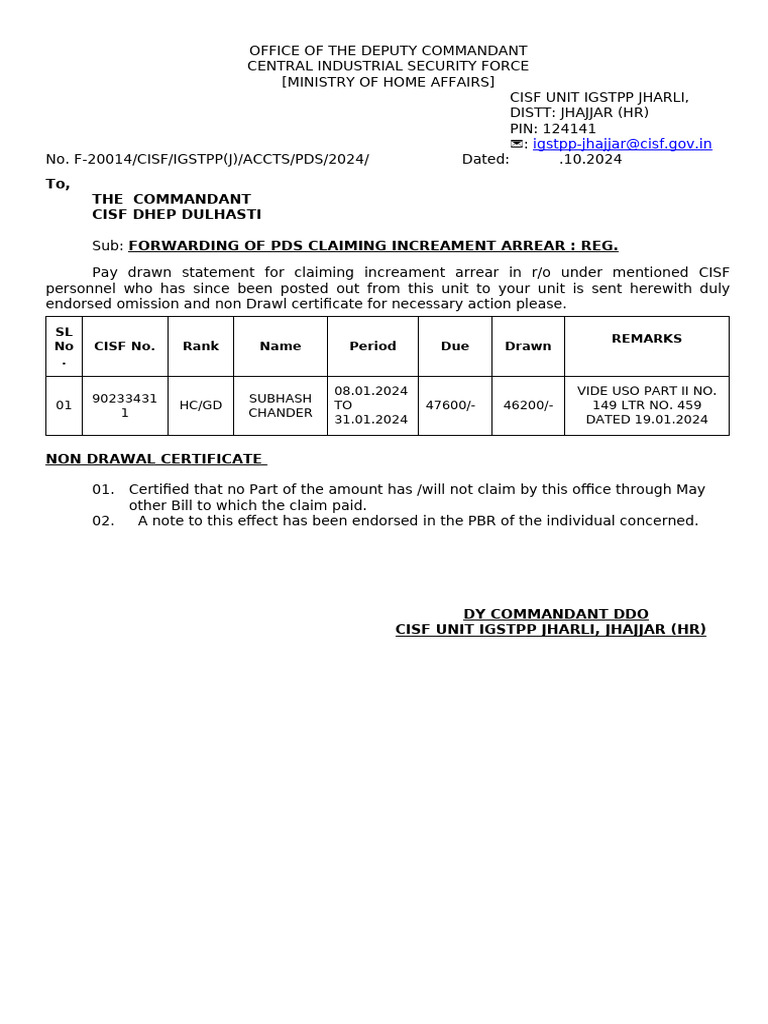 PAY DRAWN STATEMENT | PDF | Justice | Crime & Violence