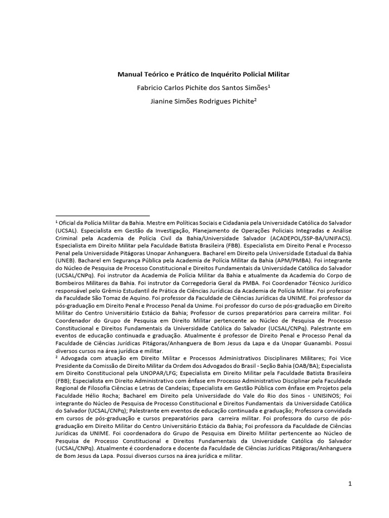 Inquérito Policial Militar: Guia Prático | PDF | Crimes | Crime e Violência