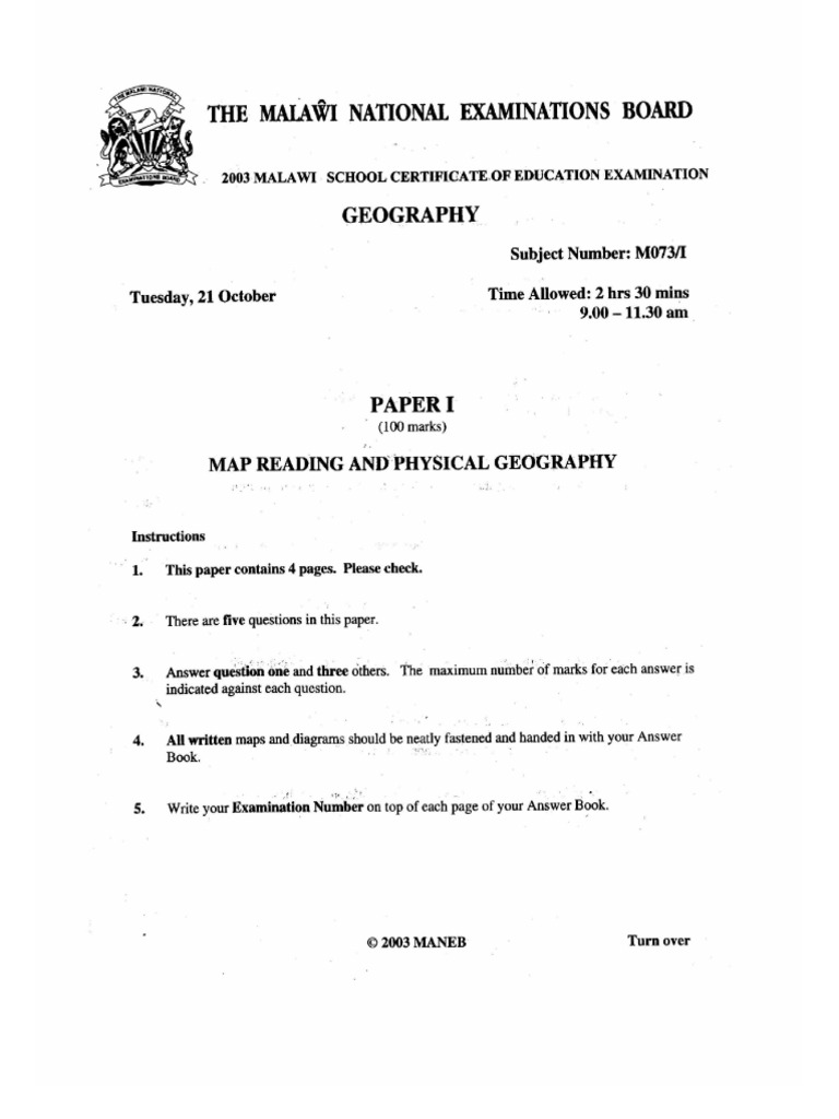 2003-Geography P1 | PDF