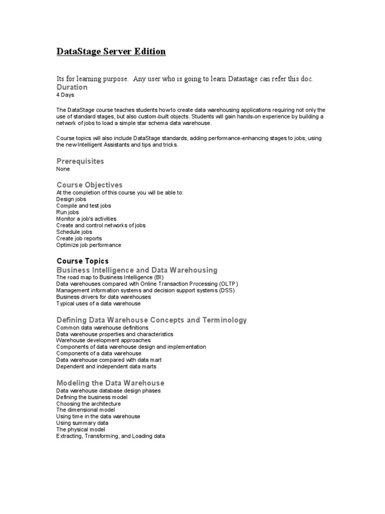 DataStage Detailed | PDF | Data Warehouse | Metadata