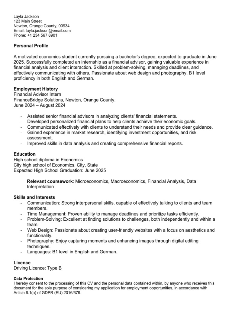 Layla Jackson's CV | PDF
