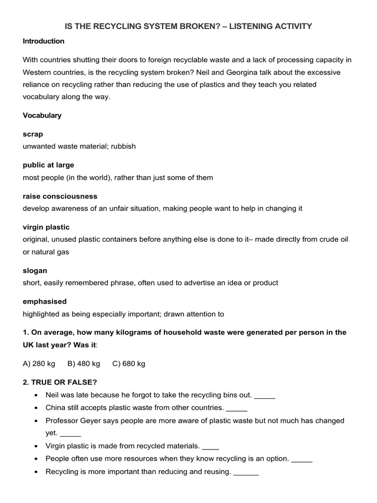 Is The Recycling System Broken | PDF