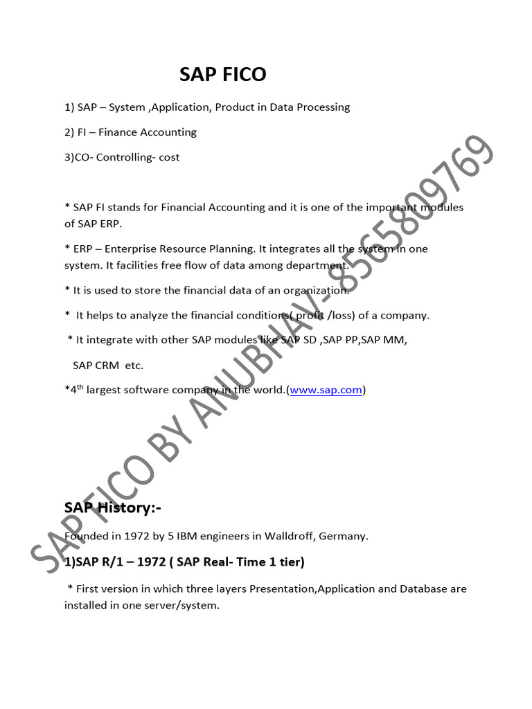 SAP FICO Overview & Modules Guide | PDF | Business | Computing