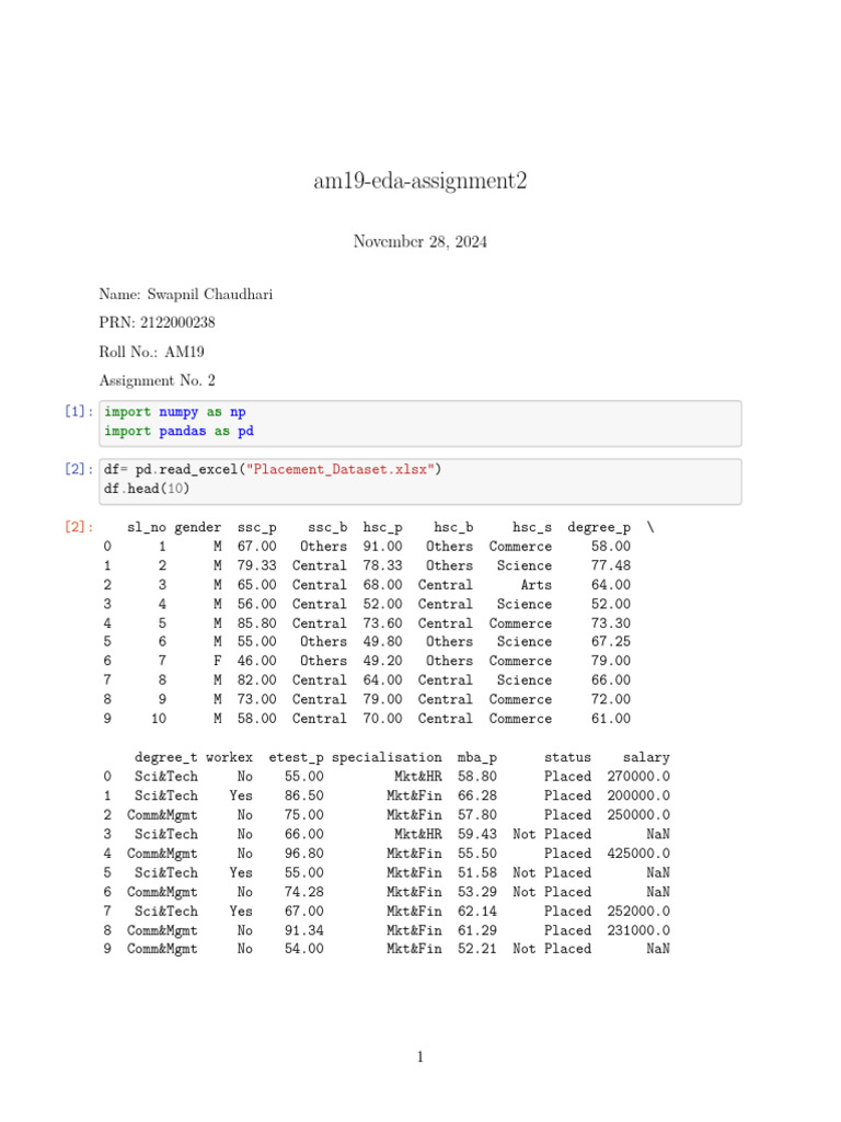 AM19_EDA_Assignment2 | PDF