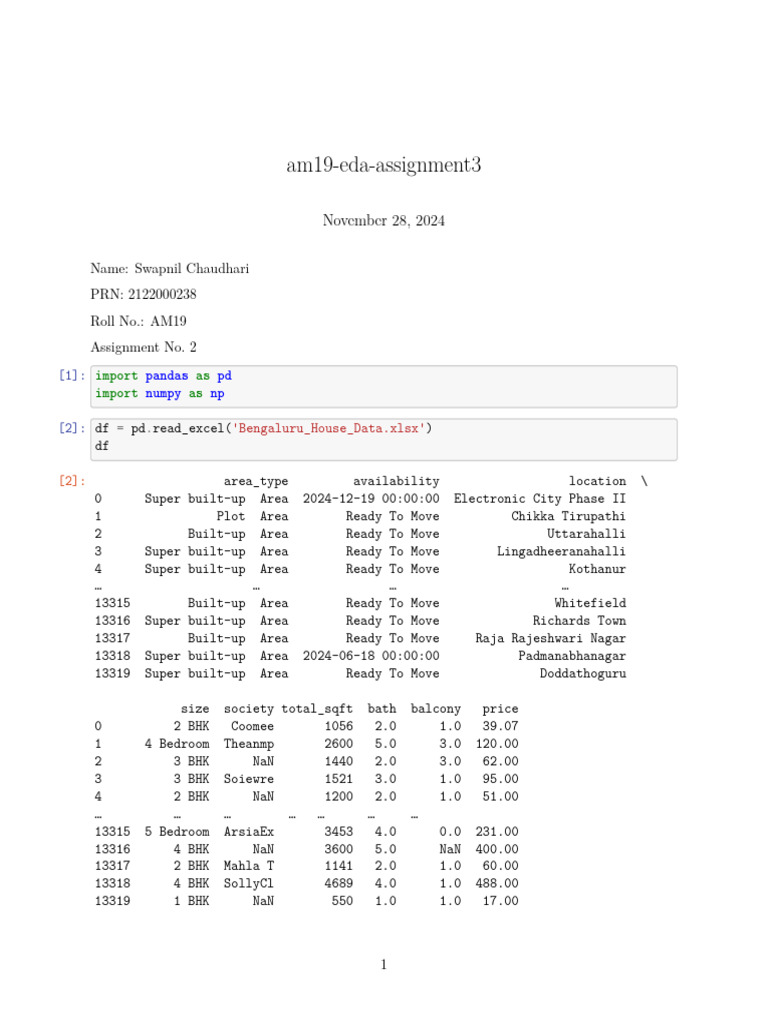 AM19 EDA Assignment3 | PDF