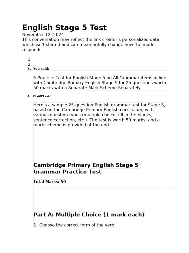 Grade 5 Test Questions