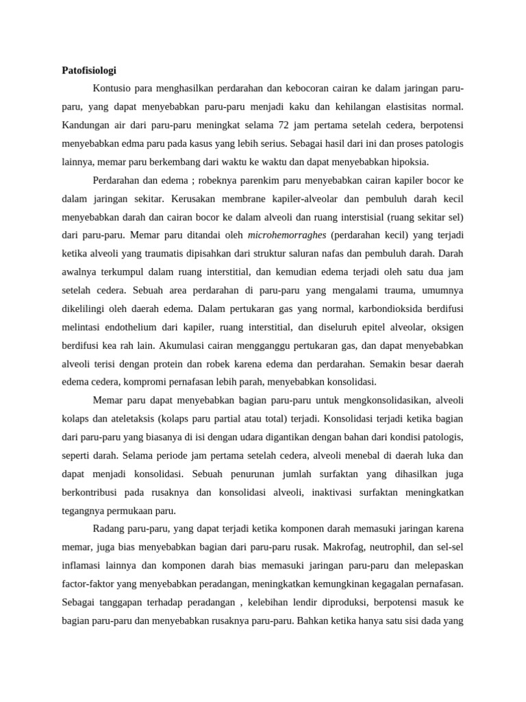 Patofisiologi Kontusio Pulmo | PDF
