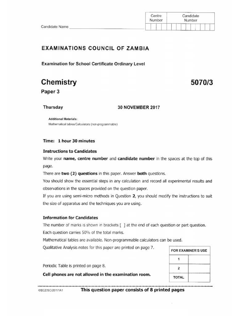g12 Chemistry p3 2017 | PDF