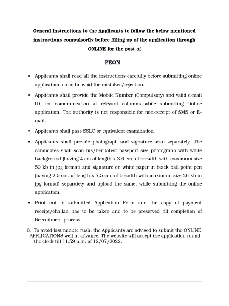 General Instruction Peon | PDF