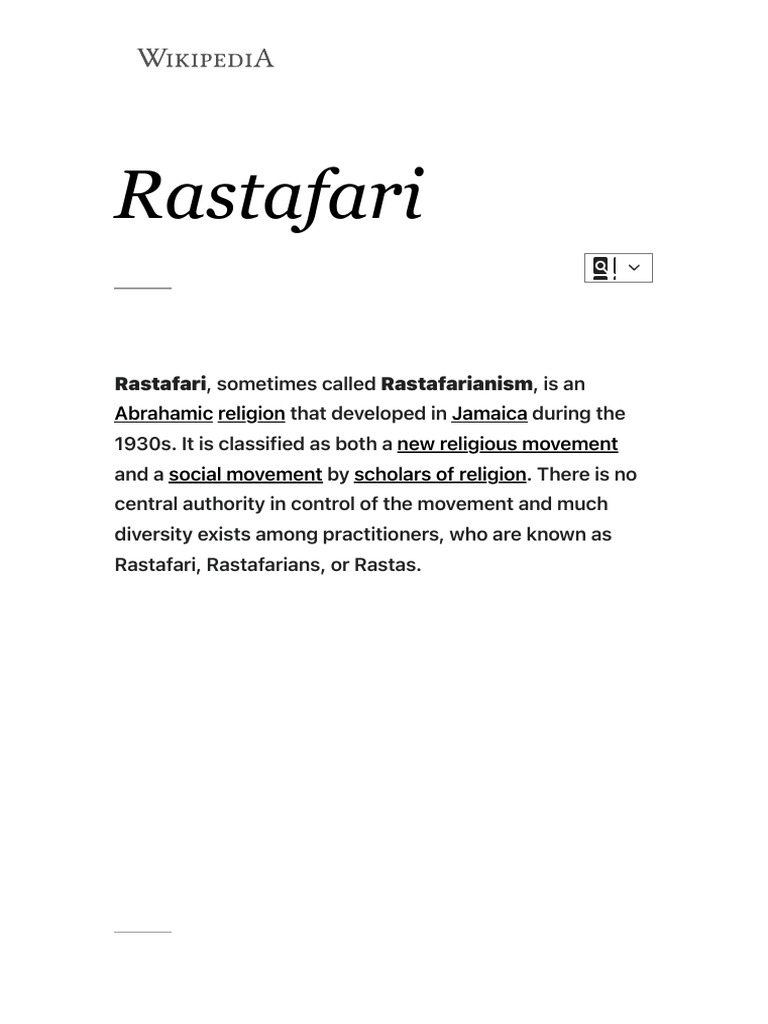 Rastafari - Wikipedia | PDF
