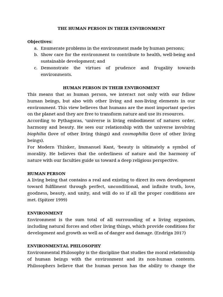 Human Person in Their Environment | PDF | Nature | Sustainability