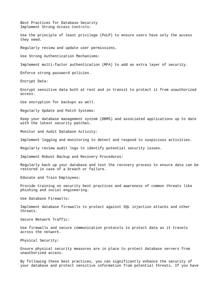 Best Practices For Database Securit | PDF