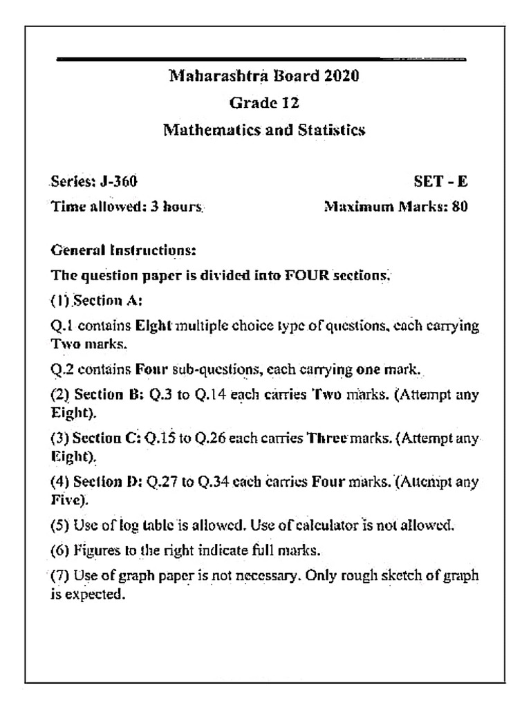 HSC 2020 Maths Paper+solution | PDF