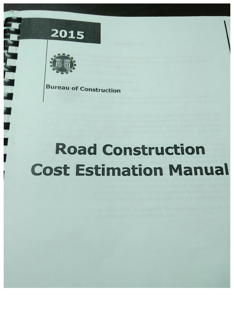Road Construction Cost Estimation Manual 2015 | PDF
