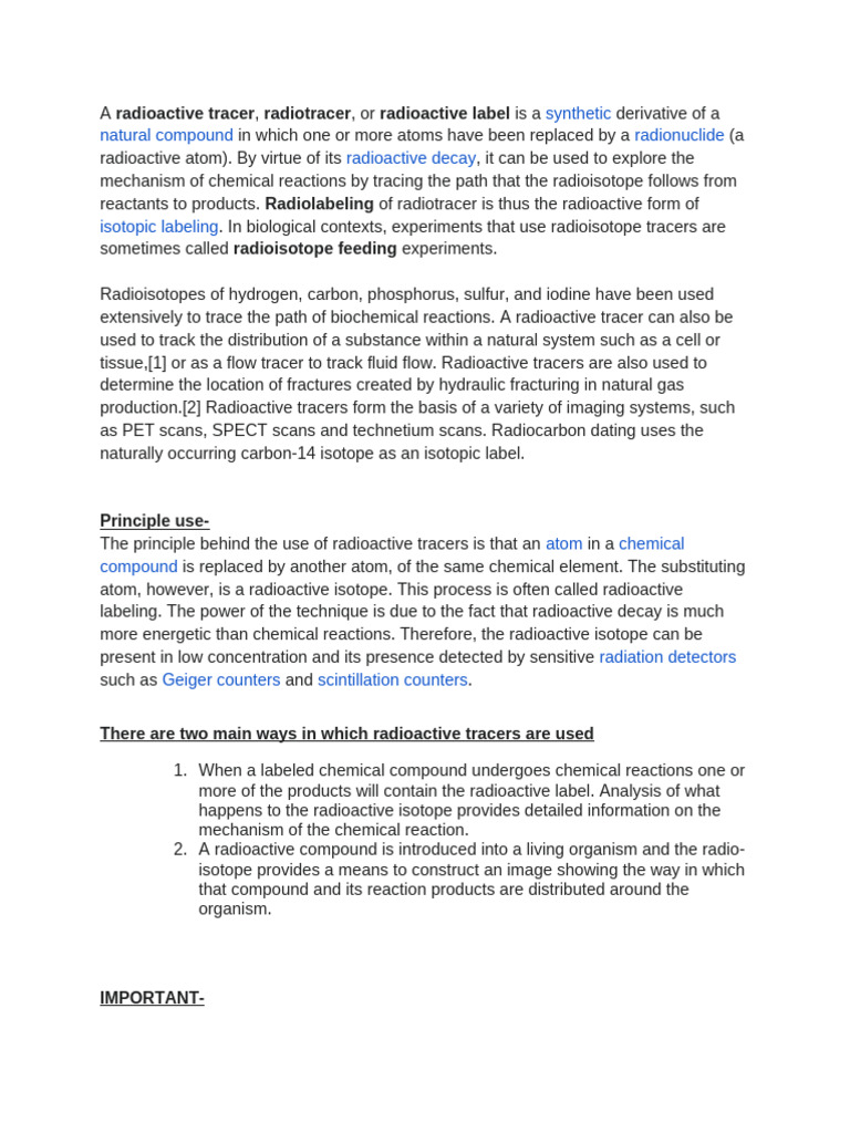 Applications of Radio-Isotopes | PDF | Radioactive Tracer | Nuclear Physics