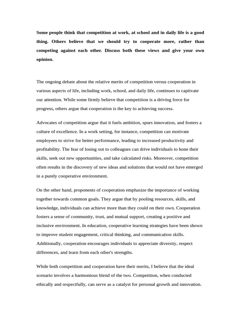 Competition vs. Cooperation | PDF | Competition | Innovation