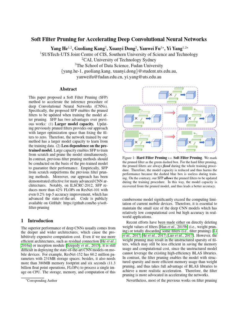Soft Filter Pruning For Accelerating Deep Convolutional Neural Networks | PDF | Artificial ...