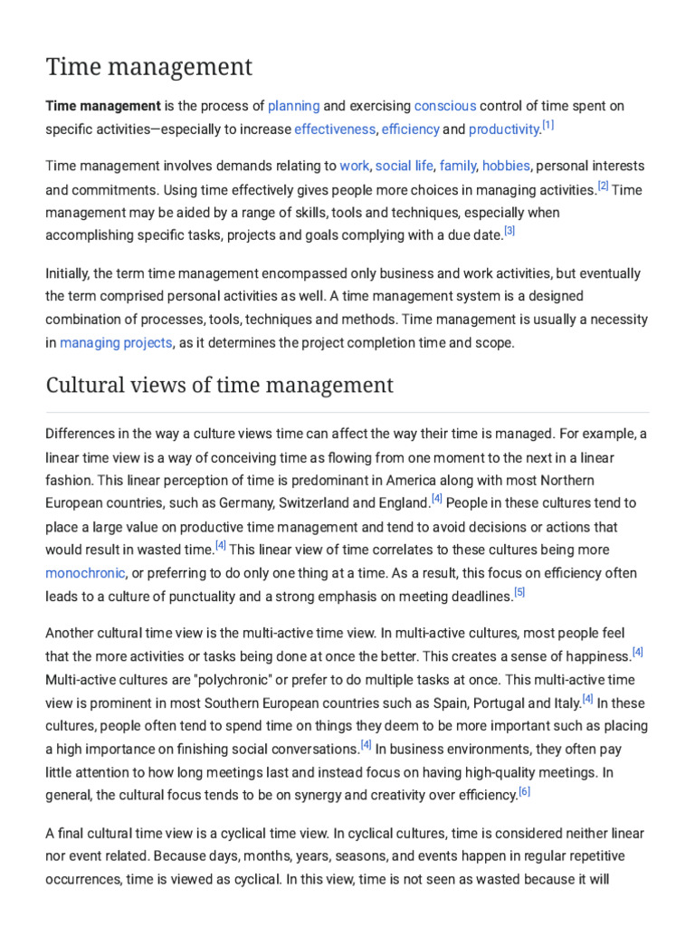 Time Management - Wikipedia | PDF | Time Management | Professional Skills