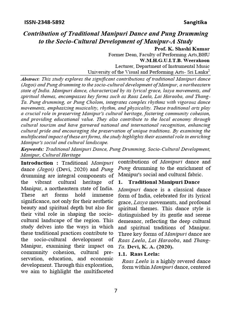 Contribution of Traditional Manipuri Dance and Pung Drumming To The ...
