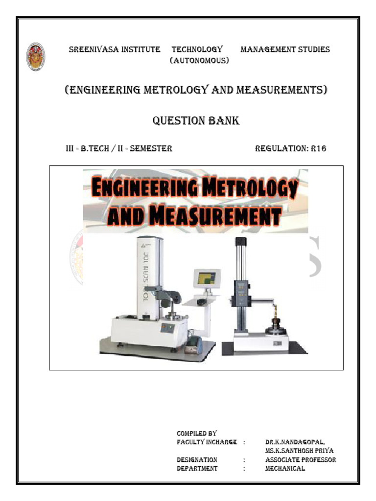 Engineering Metrology and Measurements | PDF | Interferometry | Gear