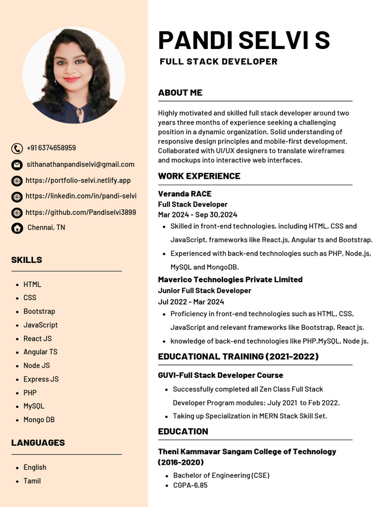 Pandi Selvi_Developer | PDF | Bootstrap (Front End Framework) | Java Script