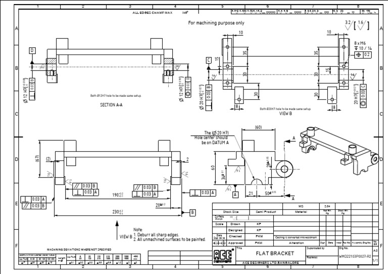Flat Bracket Machining Specifications | PDF | Metalworking | Industrial ...