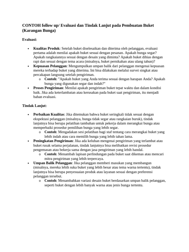 Evaluasi dan Tindak Lanjut Buket | PDF