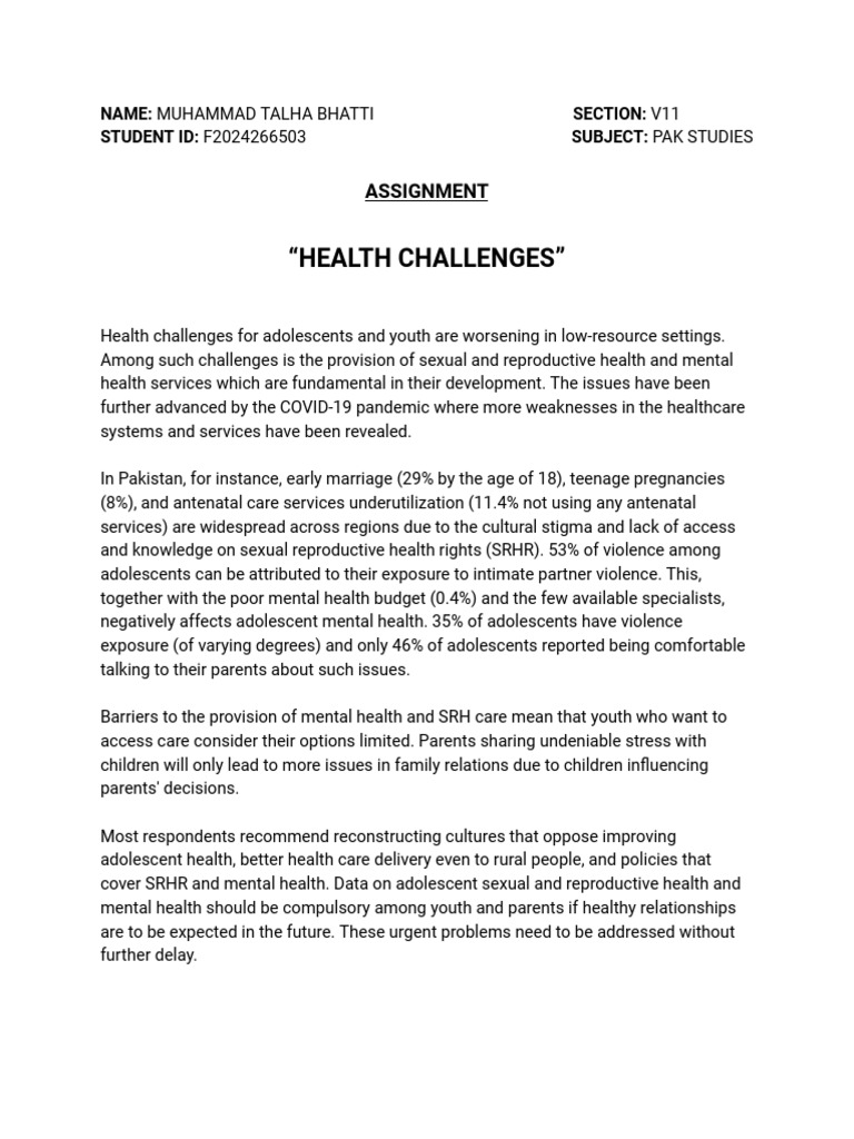 Health Challenges and Environmental Challenges | PDF | Environmental ...