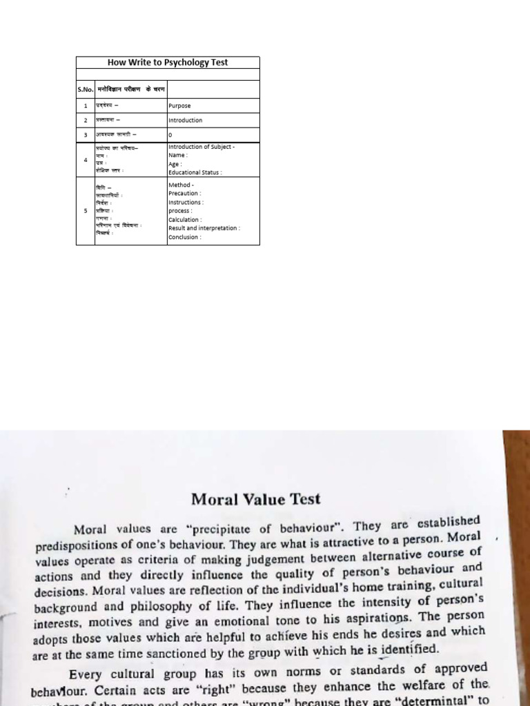 Moral Value Test Hindi English Both | PDF