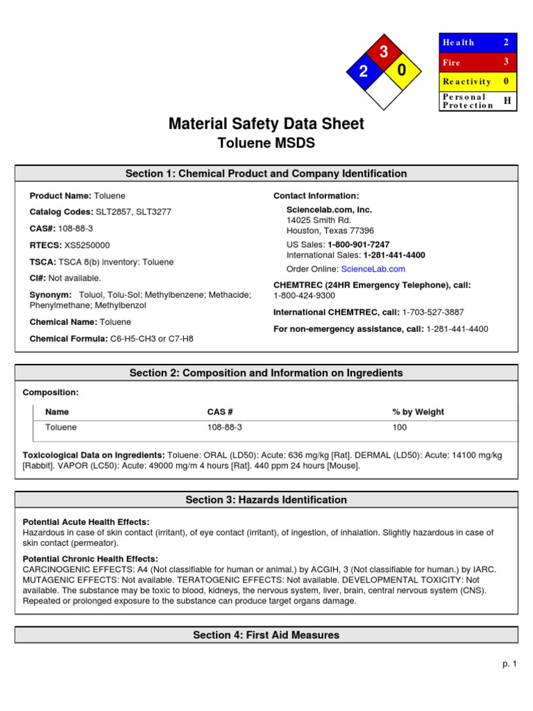 Toluene | PDF | Flammability | Toxicity
