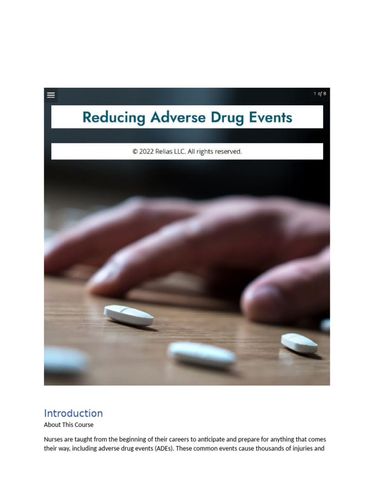 What Is An Adverse Drug Event | PDF | Adverse Effect | Nursing