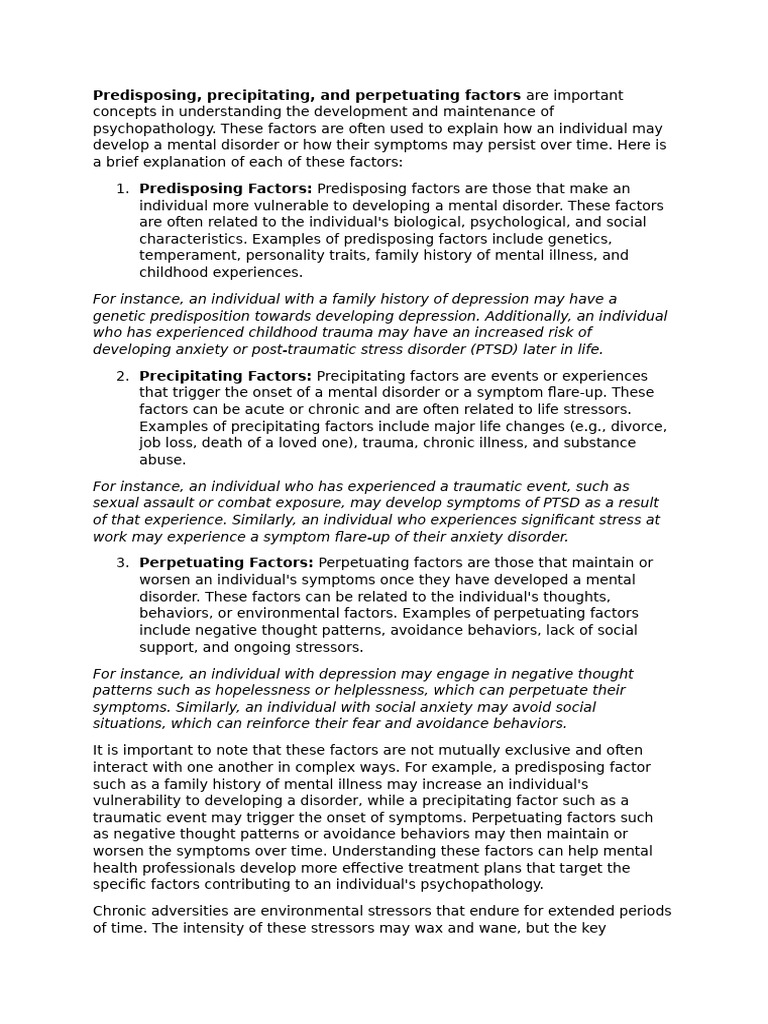 Chronic Adversities Are Environmental Stressors That Endure For ...