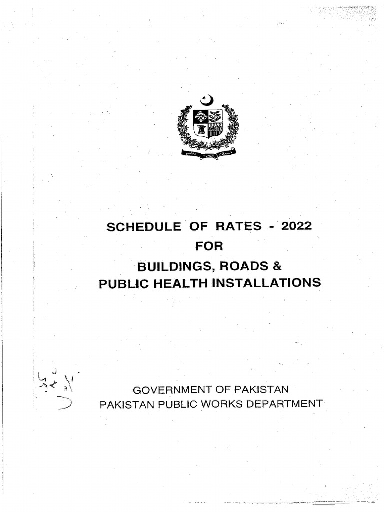 Pak PWD Schedule of Rates 2022 (Building, Road & PH Works) | PDF